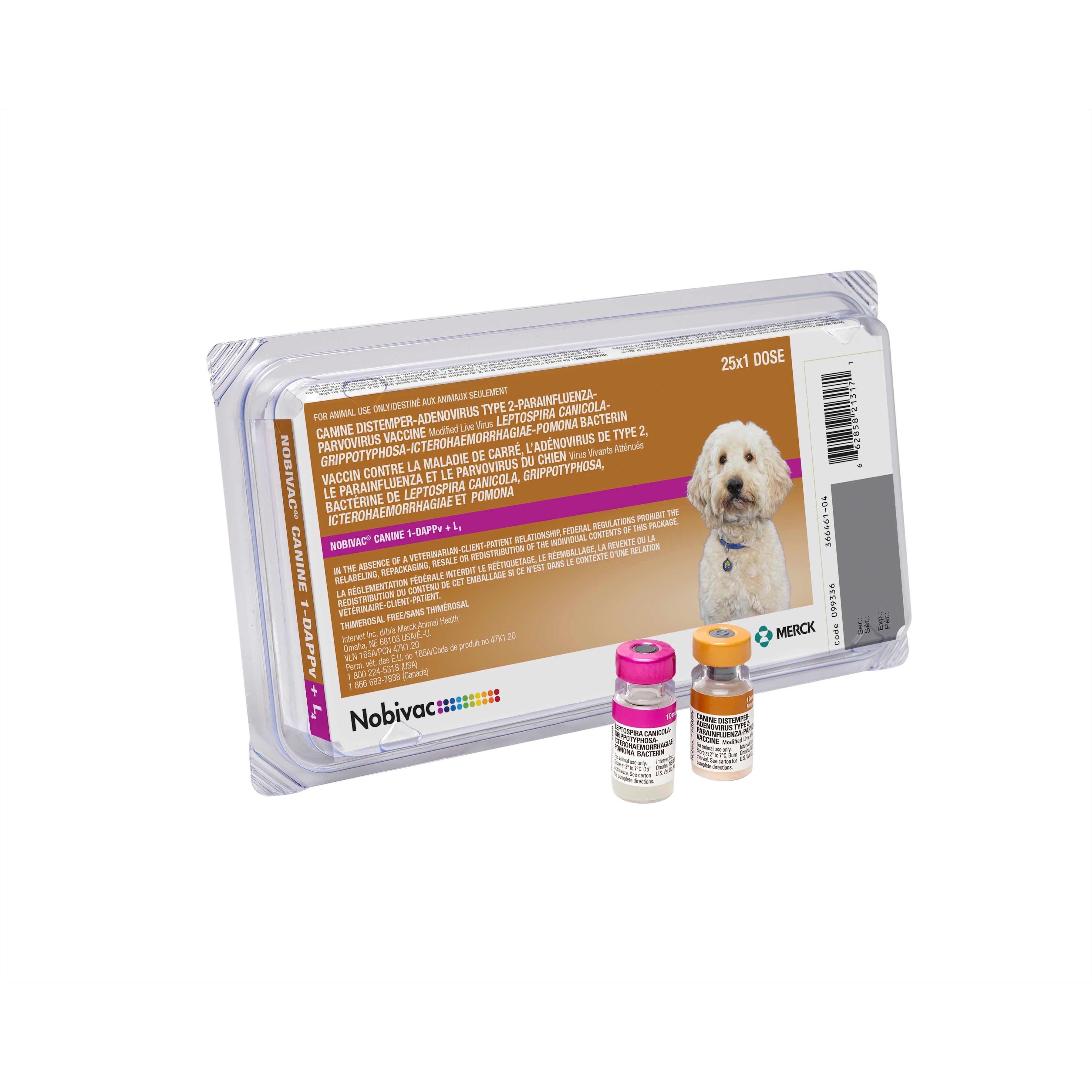 Merck Nobivac Canine 1-DAPPV+L4 25 X 1 Dose